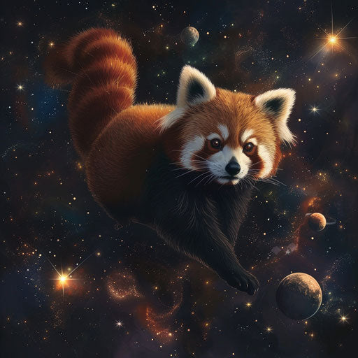 Red panda floating in space – IMAGELLA
