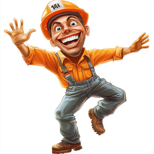 Humorous caricature of a construction caricature with human ...