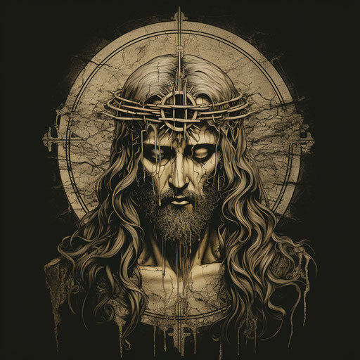 Jesus skull cut out, detailed cross-hatching style – IMAGELLA