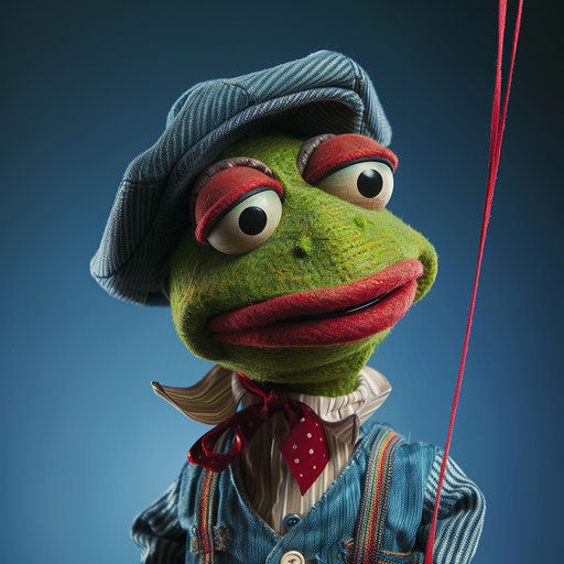 Photo-realistic puppet clipart shining on royal blue background – IMAGELLA