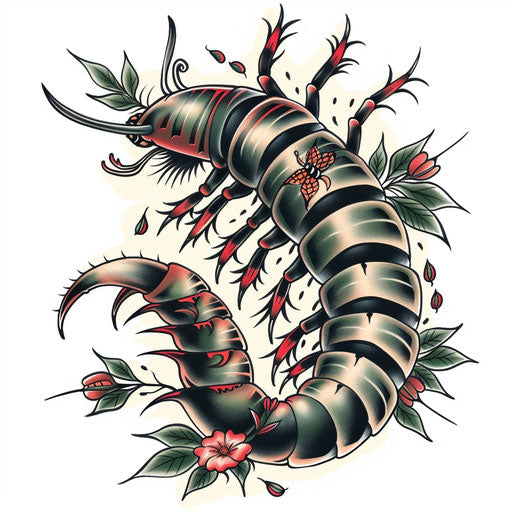 Vintage centipede tattoo in an old-school style – IMAGELLA
