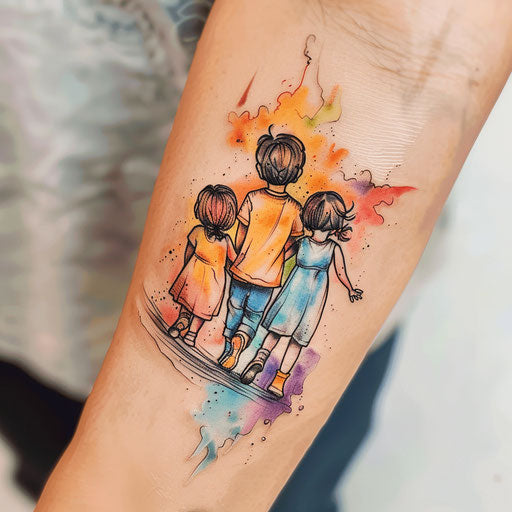 Three children tattoo for moms in watercolor pastel colors – IMAGELLA