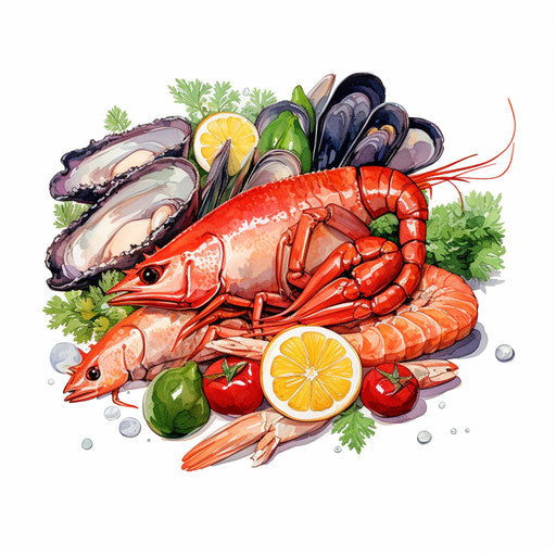 Seafood illustration in Chiaroscuro Art style – IMAGELLA