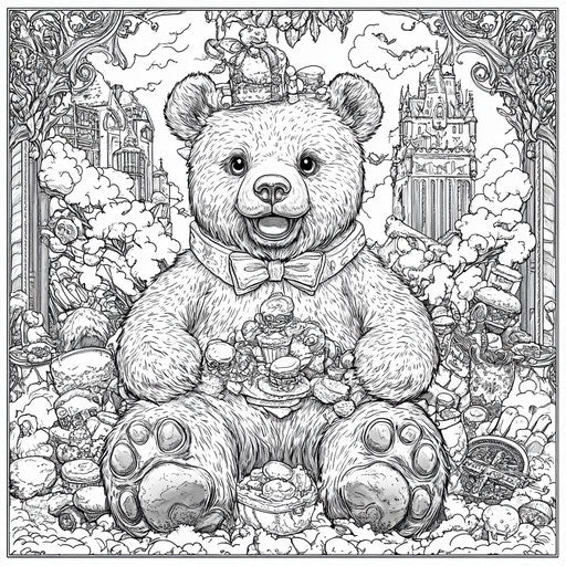 Gummy bear scene with ornate designs in fantasy setting inspired by ...