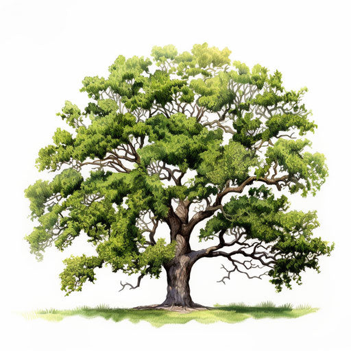 Chiaroscuro Art style oak tree clip art on white background – IMAGELLA