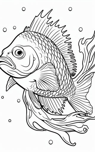 Bright blue fish coloring page in the style of George Catlin – IMAGELLA