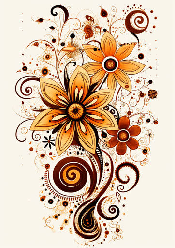 Indian henna design, cartoon abstraction, floral explosion – IMAGELLA
