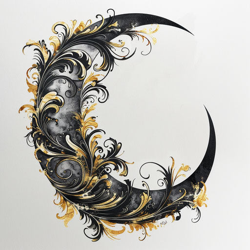 Stylized half moon with Art Nouveau flourishes – IMAGELLA