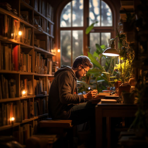 Calm reading in a cozy library – IMAGELLA