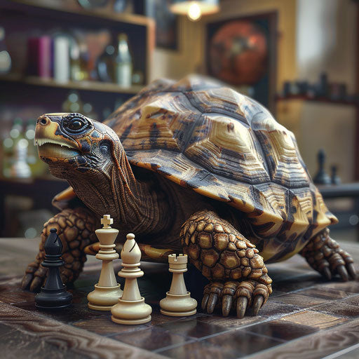 A turtle with a shell as a chess board ready to play – IMAGELLA