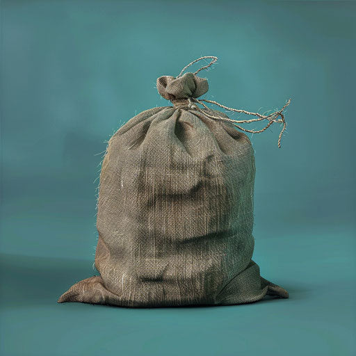 Realistic sack clipart with flat teal background, vibrant contrasts and ...