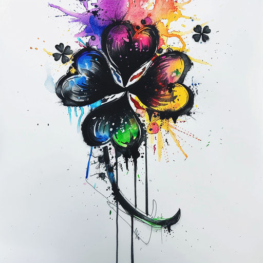 Graffiti art inspired tattoo sketch of a black clover with spray paint ...