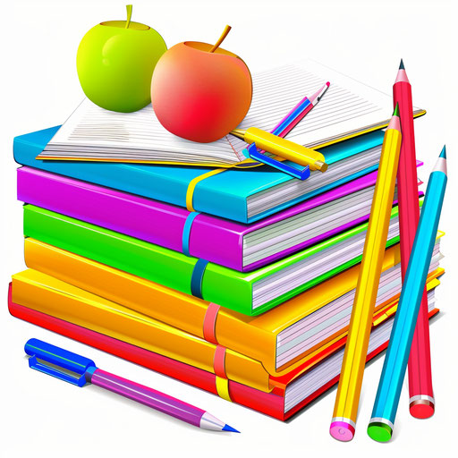 Homework clipart in photo realistic style with flat white background ...