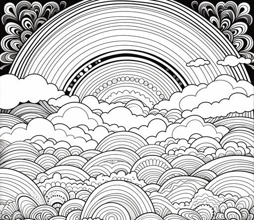 Rainbow and sun coloring page, impressive sky – IMAGELLA