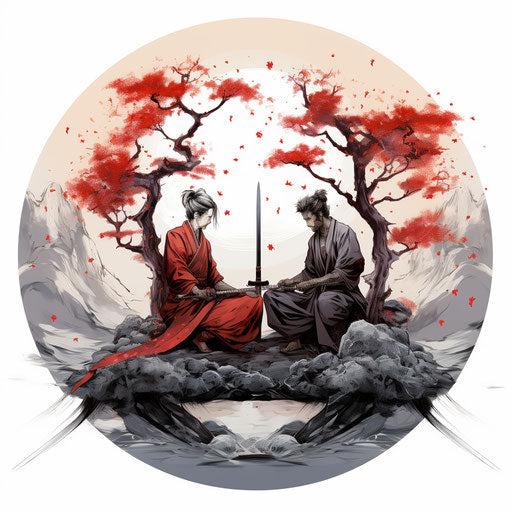 Two men holding swords on the zen art circle – IMAGELLA