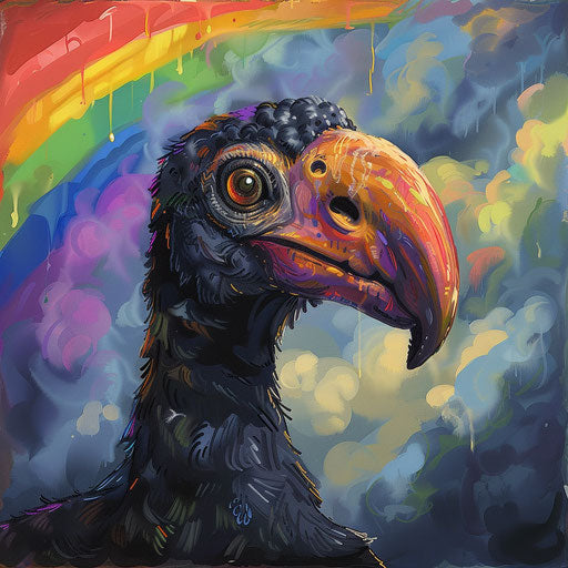 Dodo bird under a rainbow, in the style of Aaron Blaise – IMAGELLA