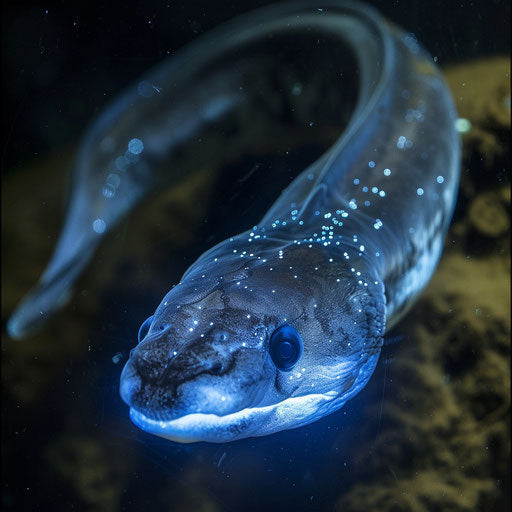 Electric eel emitting a faint blue glow – IMAGELLA