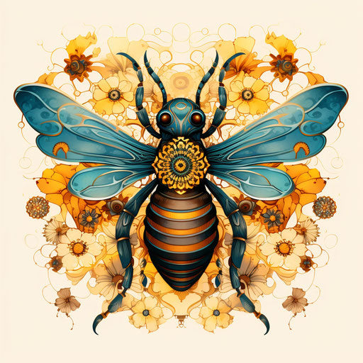 Bee tattoo with flower in psychedelic pop art style – IMAGELLA