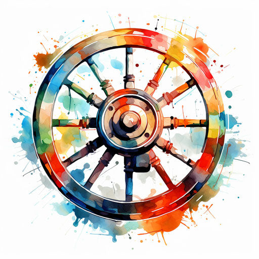 Steering wheel drawing in the style of Impressionistic Art on white ...