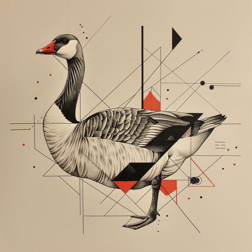 Stylized goose with bold lines and geometric pattern – IMAGELLA