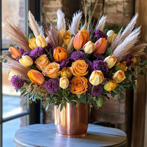 Thanksgiving bouquet with orange tulips and yellow roses – IMAGELLA