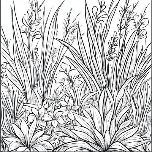 Stylish Grass in a Decorative Garden Megan Hess Style Coloring Book ...