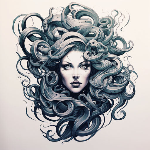 Medusa tattoo ideas, 10 designs in dark indigo and light gray style ...