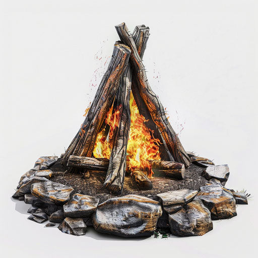 Bonfire clipart in photo realistic style on flat white background ...
