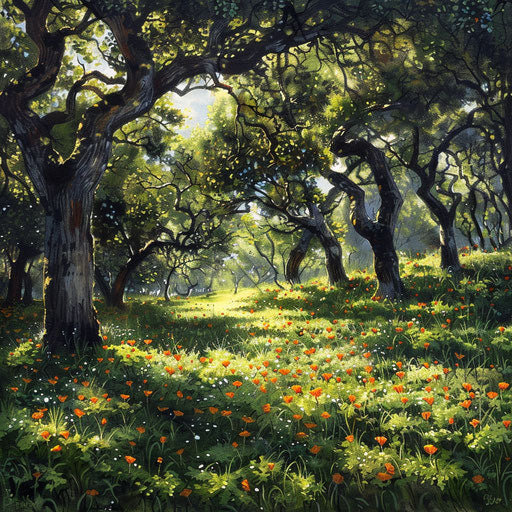 Wood poppies under towering oak trees – IMAGELLA