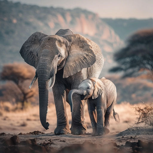Mother elephant guiding calf through challenging terrain – IMAGELLA