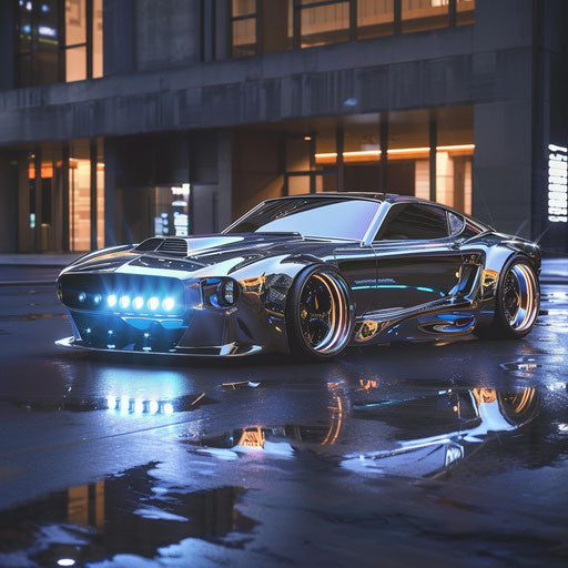 Futuristic Ford Mustang GT Shelby Classic with reflective surfaces and ...