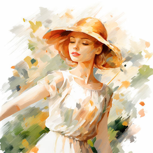 June illustration in the style of Impressionistic Art, on a white ...
