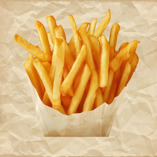 Photo realistic style illustration of french fries with random ...