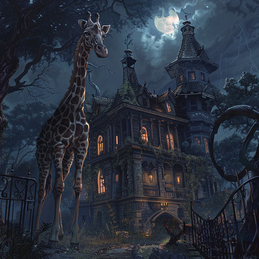 Haunted house explored by a brave giraffe ghost hunter – IMAGELLA