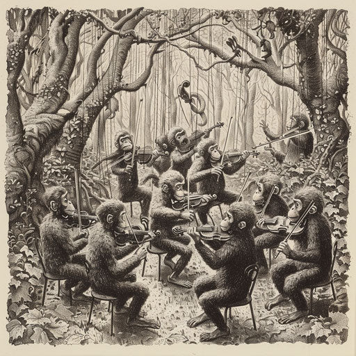 Monkeys conducting a symphony orchestra in the forest – IMAGELLA