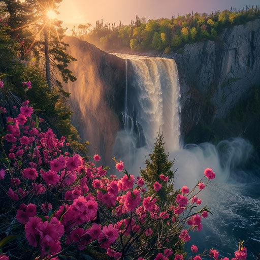 Montmorency Falls, Quebec, spring, blooming flowers – IMAGELLA
