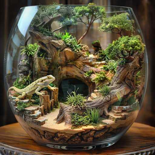 Intricate terrarium recreating bearded dragon's habitat. – IMAGELLA
