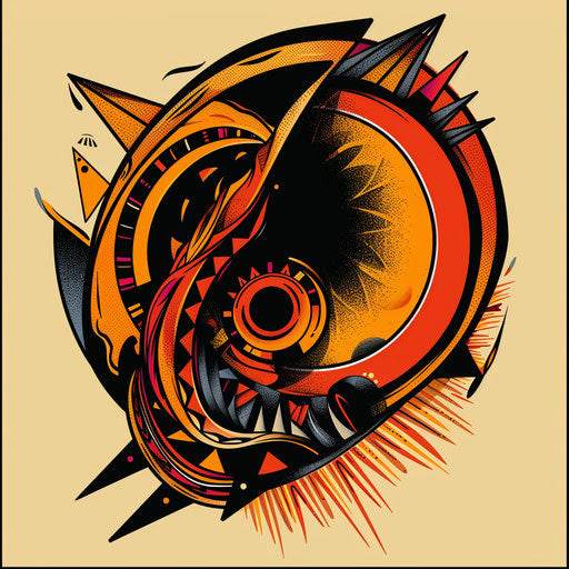 Stylized eclipse with bold graphic patterns, pop art style – IMAGELLA