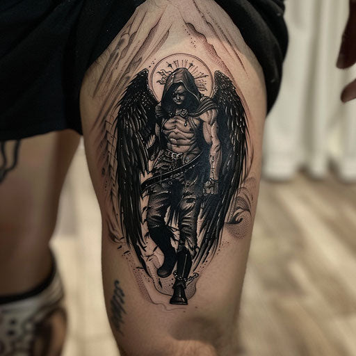 Dark angel tattoo for men, Gerald Brom style – IMAGELLA