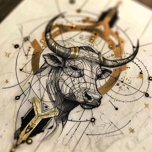 Sophisticated sketch of Taurus with art deco elements – IMAGELLA