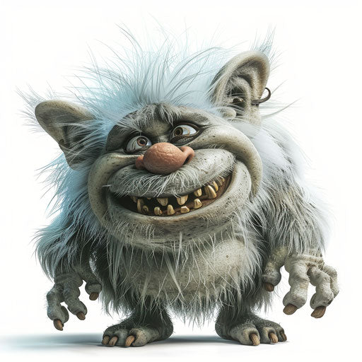 Realistic troll clipart on flat white background, high contrast and ...