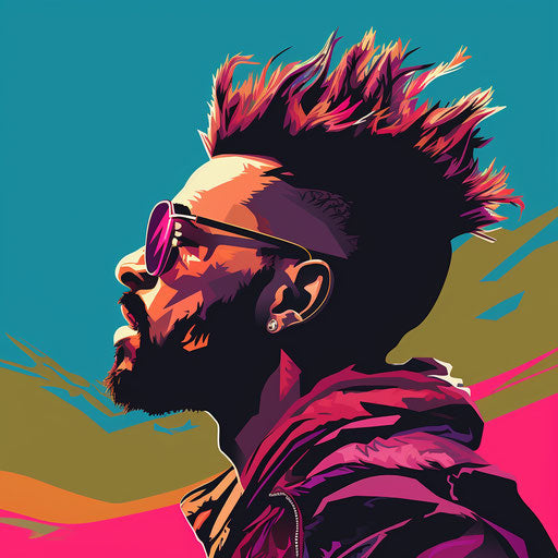 Illustration of a man with mohawk hairs, animated gifs style – IMAGELLA