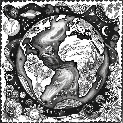 Highly detailed zentangle Earth illustration – IMAGELLA