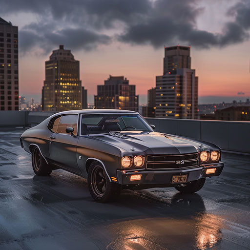 1977 Chevelle with stealthy matte grey wrap and aggressive body kit ...