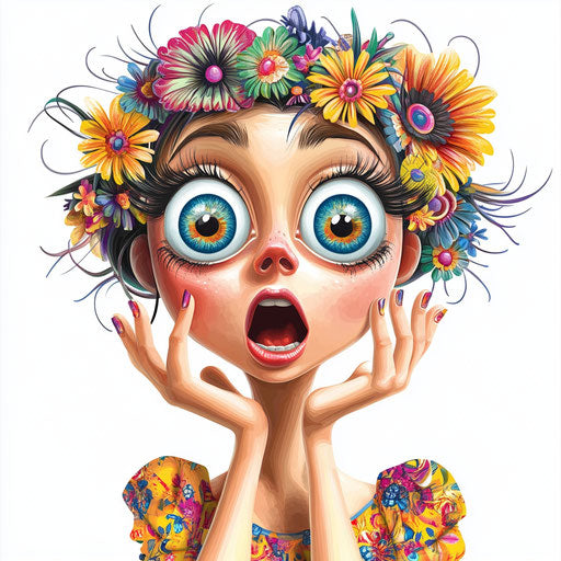 Humorous caricature of a boom caricature with exaggerated long lashes ...