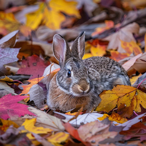 Rabbit concealed in autumn leaves – IMAGELLA