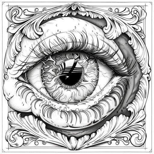 Victorian eye with detailed ornaments, Detmold style, coloring – IMAGELLA