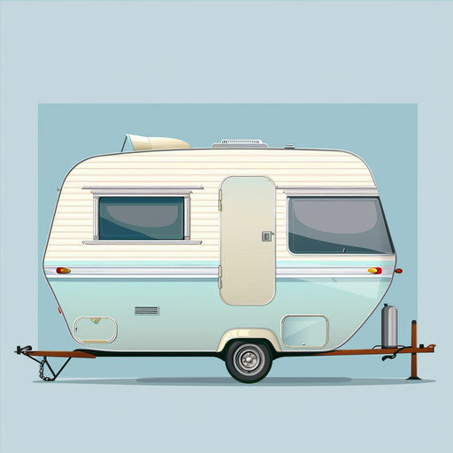 Caravan clipart with random flat background, minimalist design – IMAGELLA