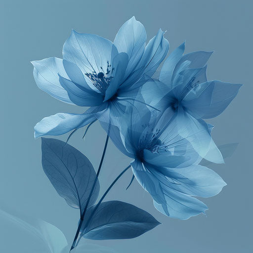 Realistic blue flower on flat indigo background – IMAGELLA