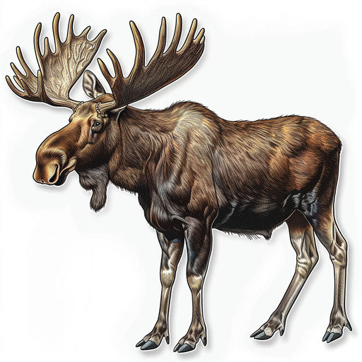 Realistic moose on flat metallic silver background – IMAGELLA